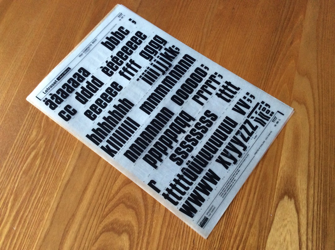 Vintage Letraset Dry Transfer Instant Lettering Sheet 1117 96pt ...