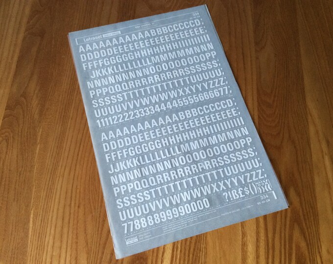 Vintage Letraset Dry Transfer White Instant Lettering Sheet 334 48pt ...