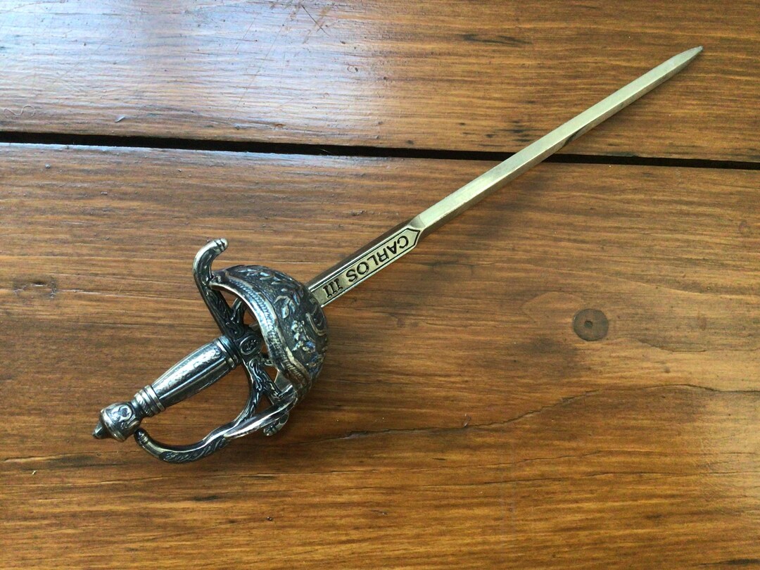 Vintage Metal Small Medieval Carlos Sword Miniature Highly Desk ...