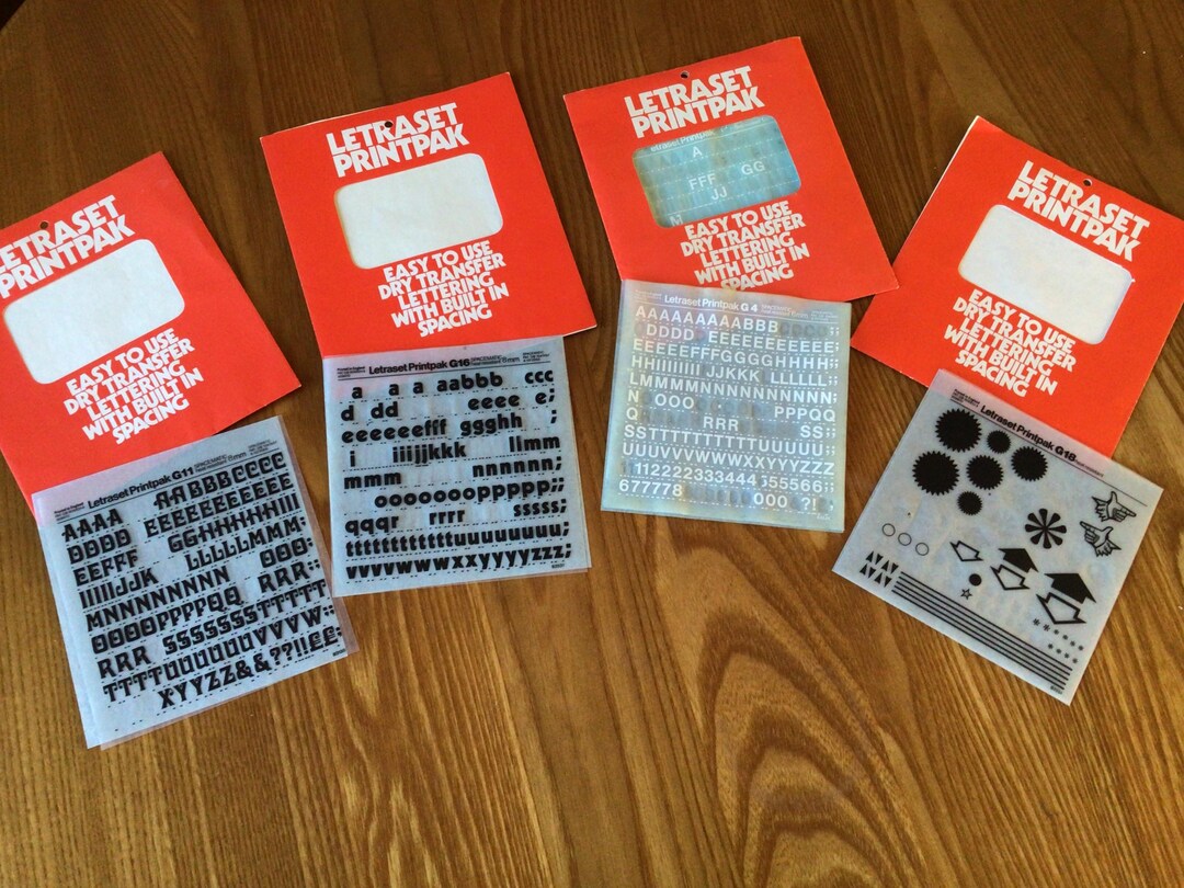 Vintage Letraset Dry Transfer Instant Lettering Sheet Printpak - Etsy