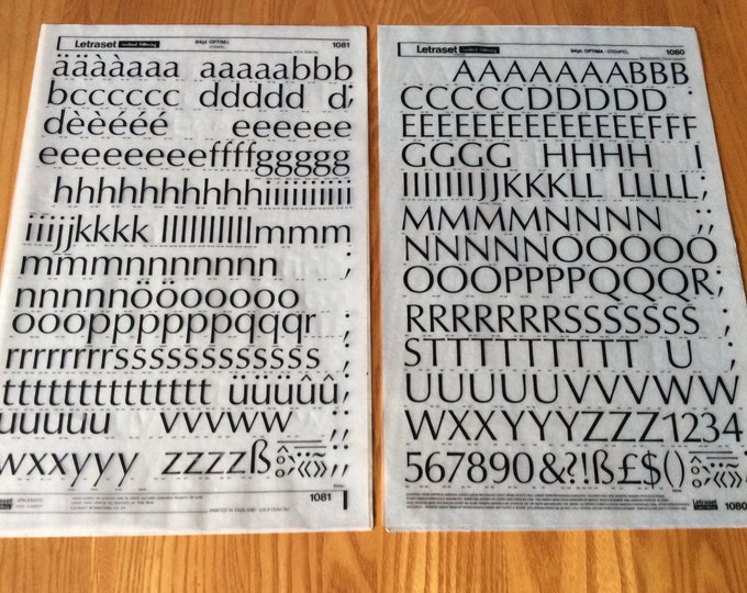 Vintage Letraset Dry Transfer Black Instant Lettering Sheet 1080 1081 ...