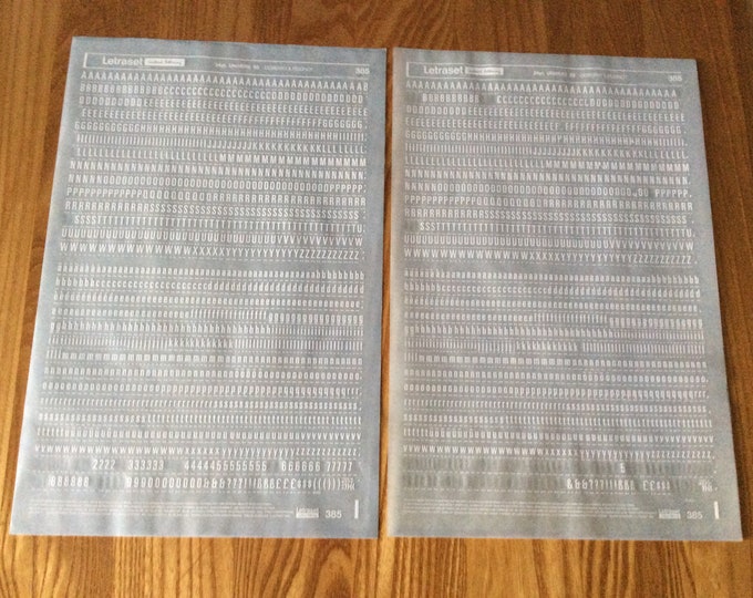 Vintage Letraset Dry Transfer White Instant Lettering Sheet 385 24pt ...