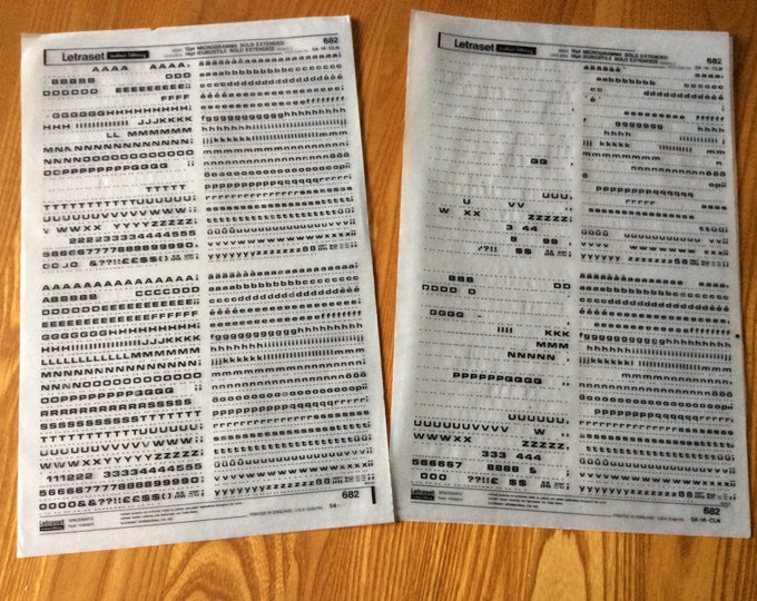 Vintage Letraset Dry Transfer Black 14pt 12pt Microgramma Bold Extended ...