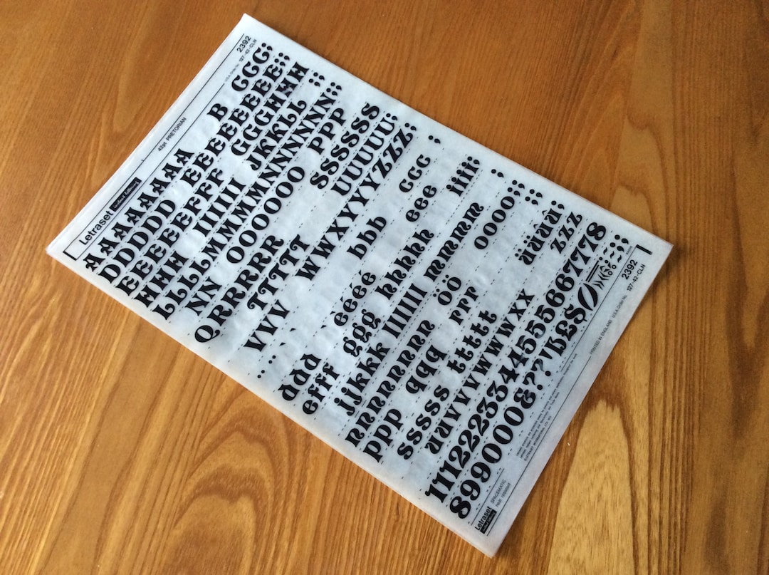 Vintage Letraset Dry Transfer Instant Lettering Numbers Symbols Black ...