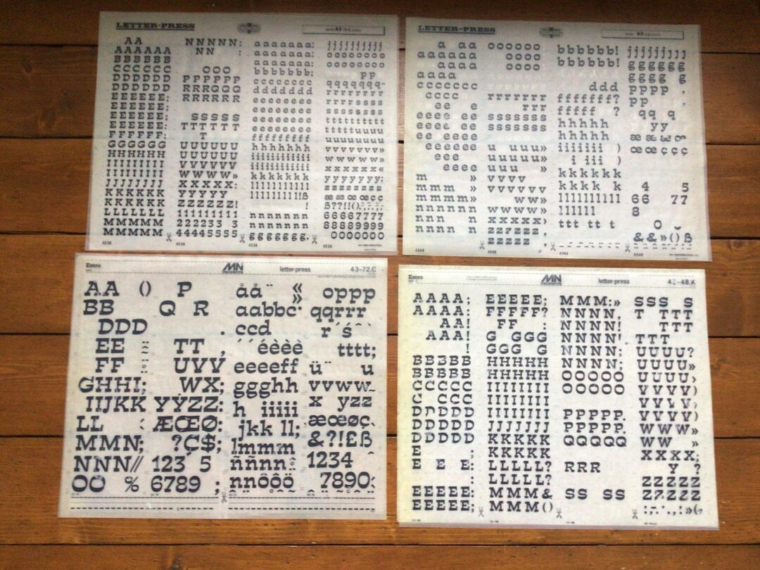 Vintage Dry Transfer Sheets Letter Press Mecanorma Polyvroom Estro ...