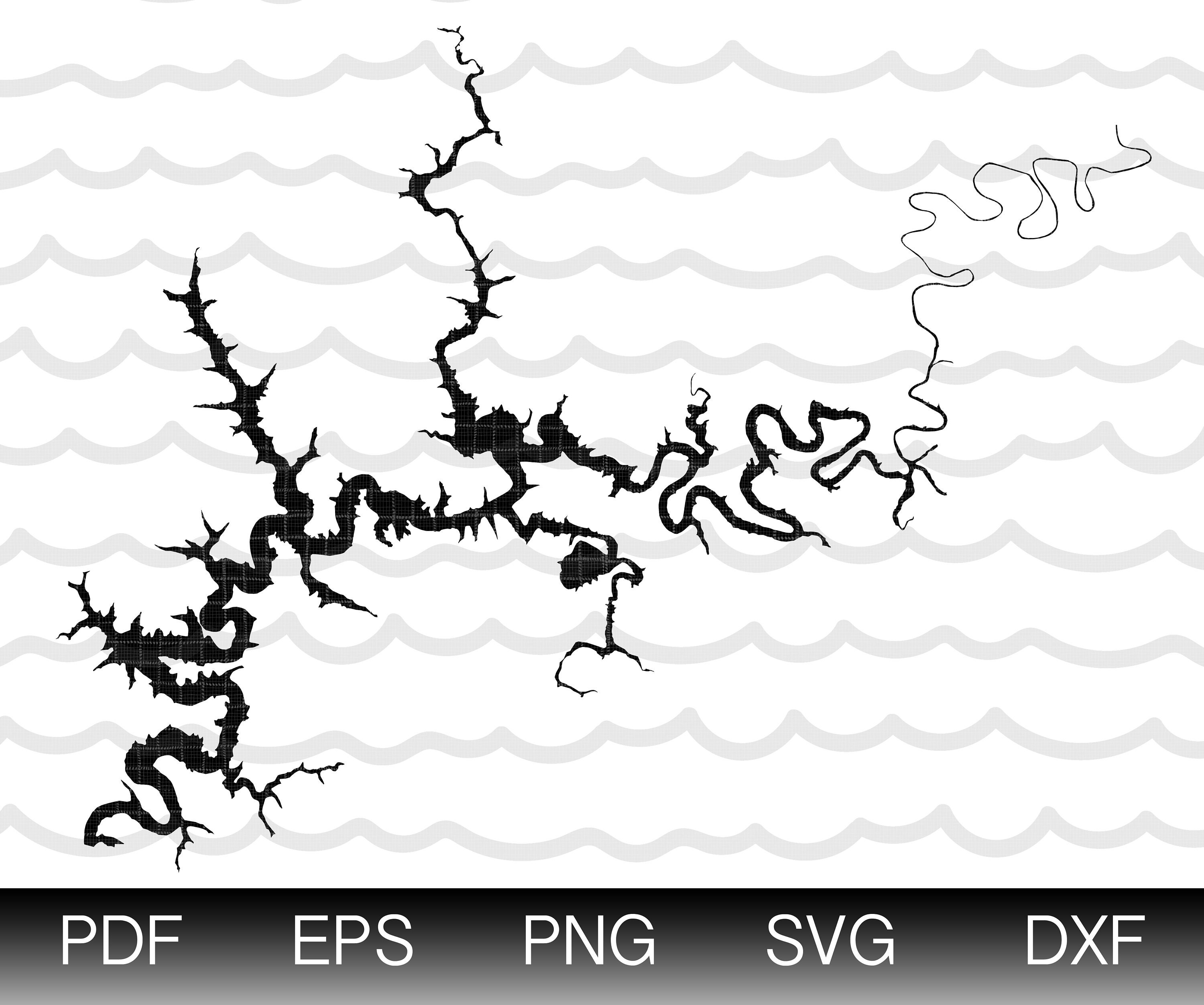 Nolin Lake Map Shape Instant Download EPS PDF PNG Nolin River Lake Ky ...