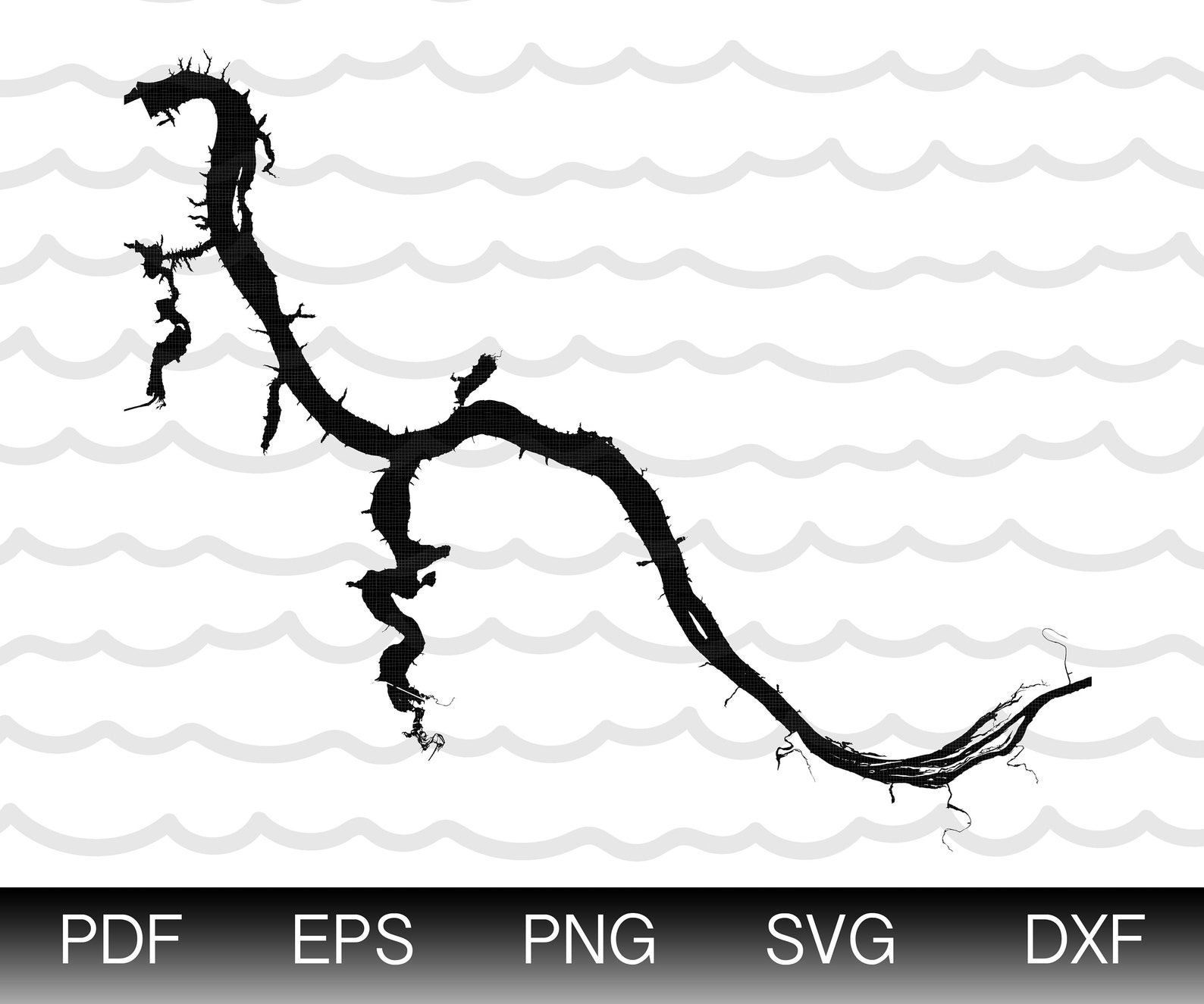 Pickwick Lake Tennessee Map Shape Instant Download EPS SVG DXF Lake ...