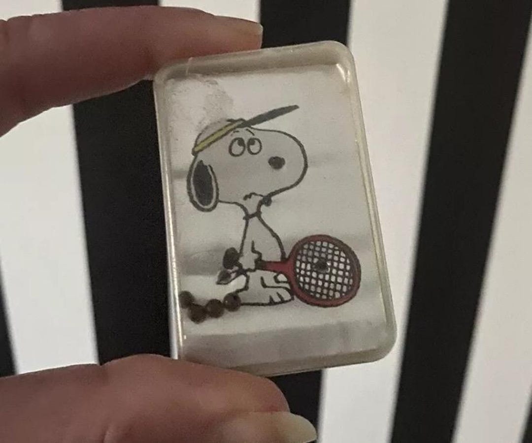 Vintage Snoopy Peanuts Pocket Puzzle Game Toy Brain Teaser Tennis Sport ...