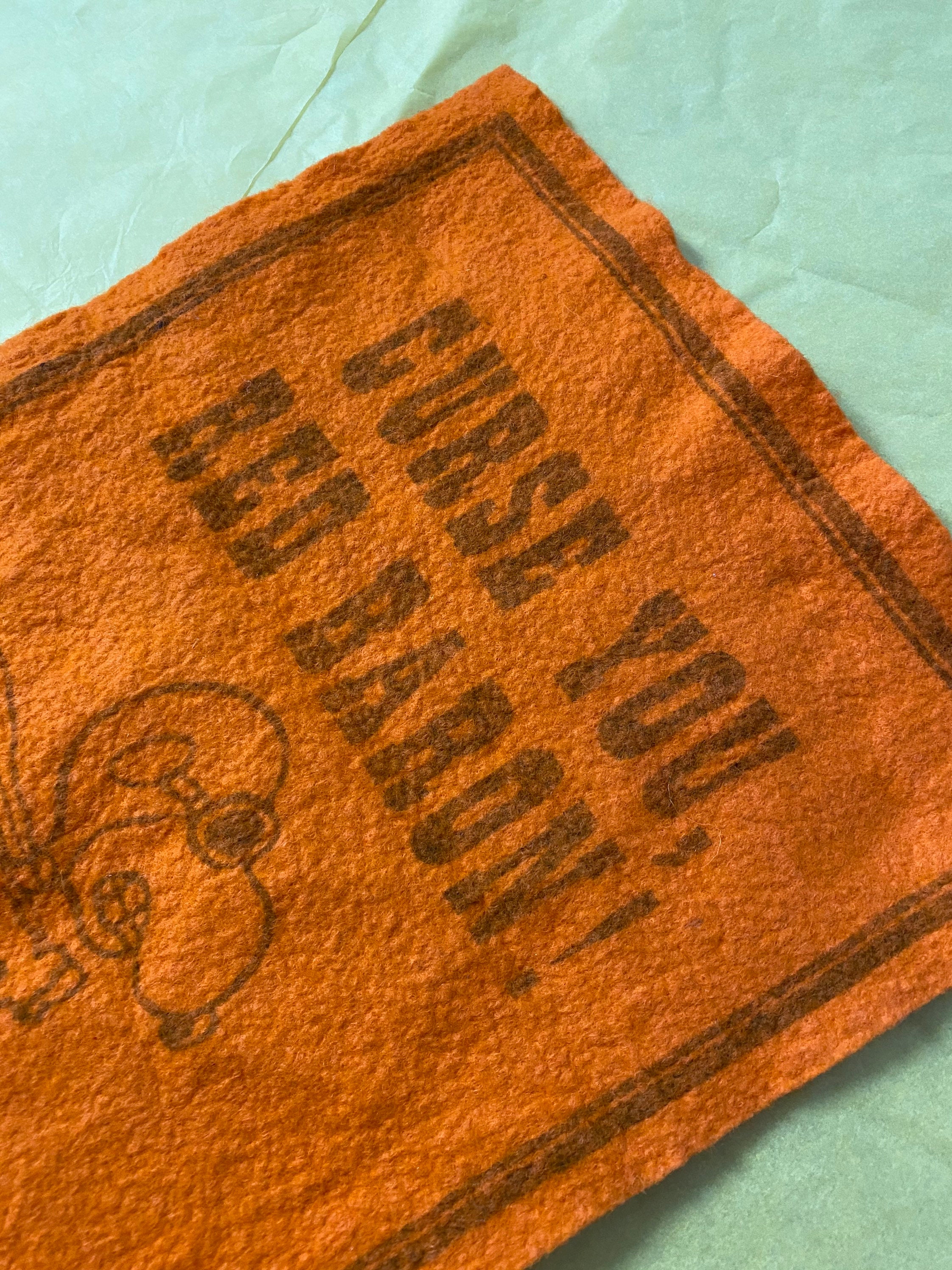 Rare Vintage Snoopy Peanuts Felt 'curse You, Red Baron' Orange Pennant ...