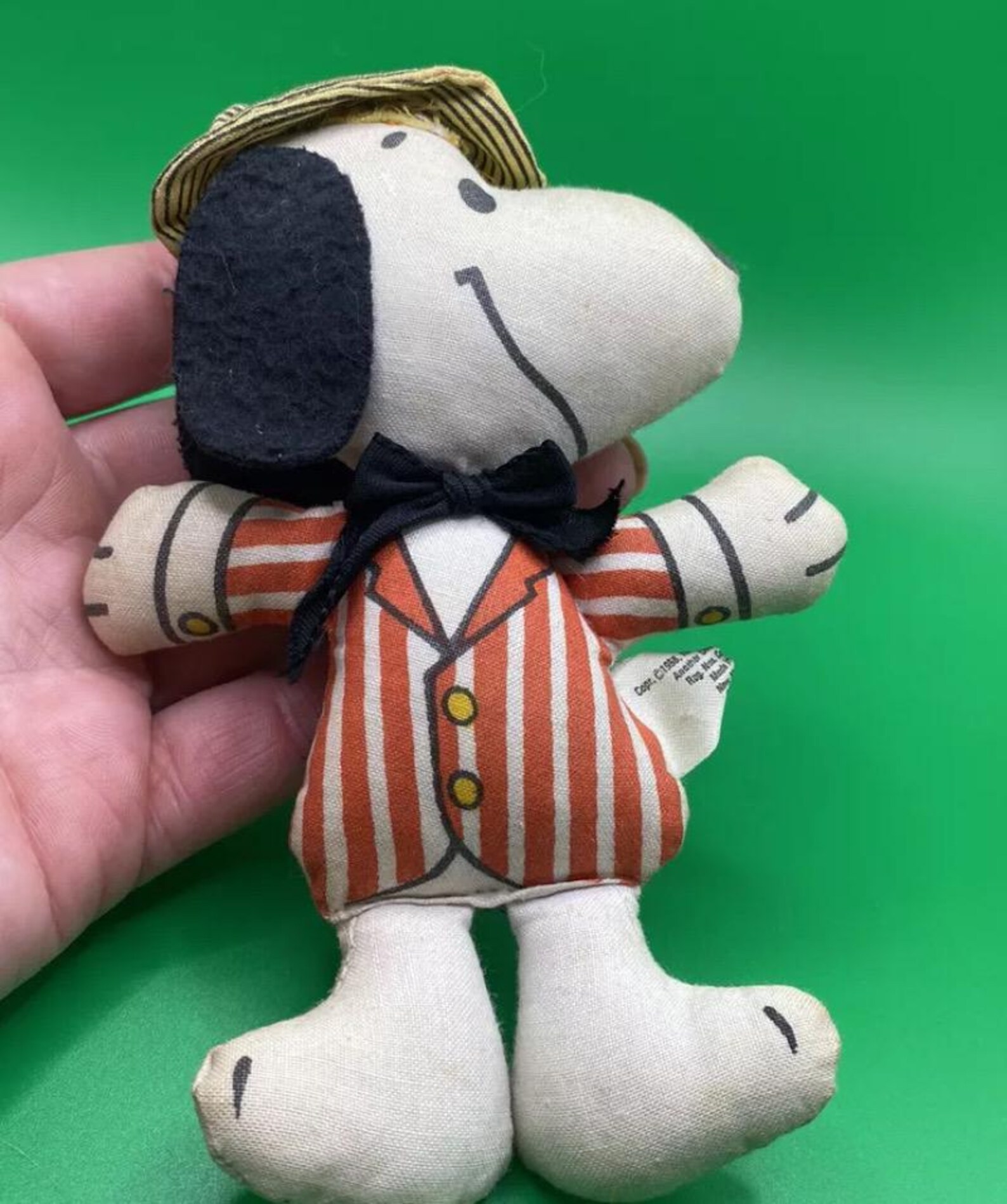 Rare 1960s Vintage Peanuts Snoopy Boater Hat Rag Doll Soft Toy ...