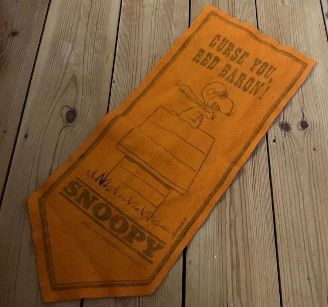 Rare Vintage Snoopy Peanuts Felt 'curse You, Red Baron!' Orange Pennant ...