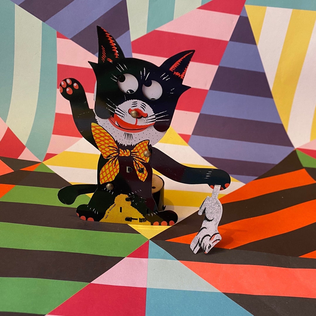 Rare Vintage Felix Cat With Mouse Fritz Frey Tin Toy // Made in Germany ...