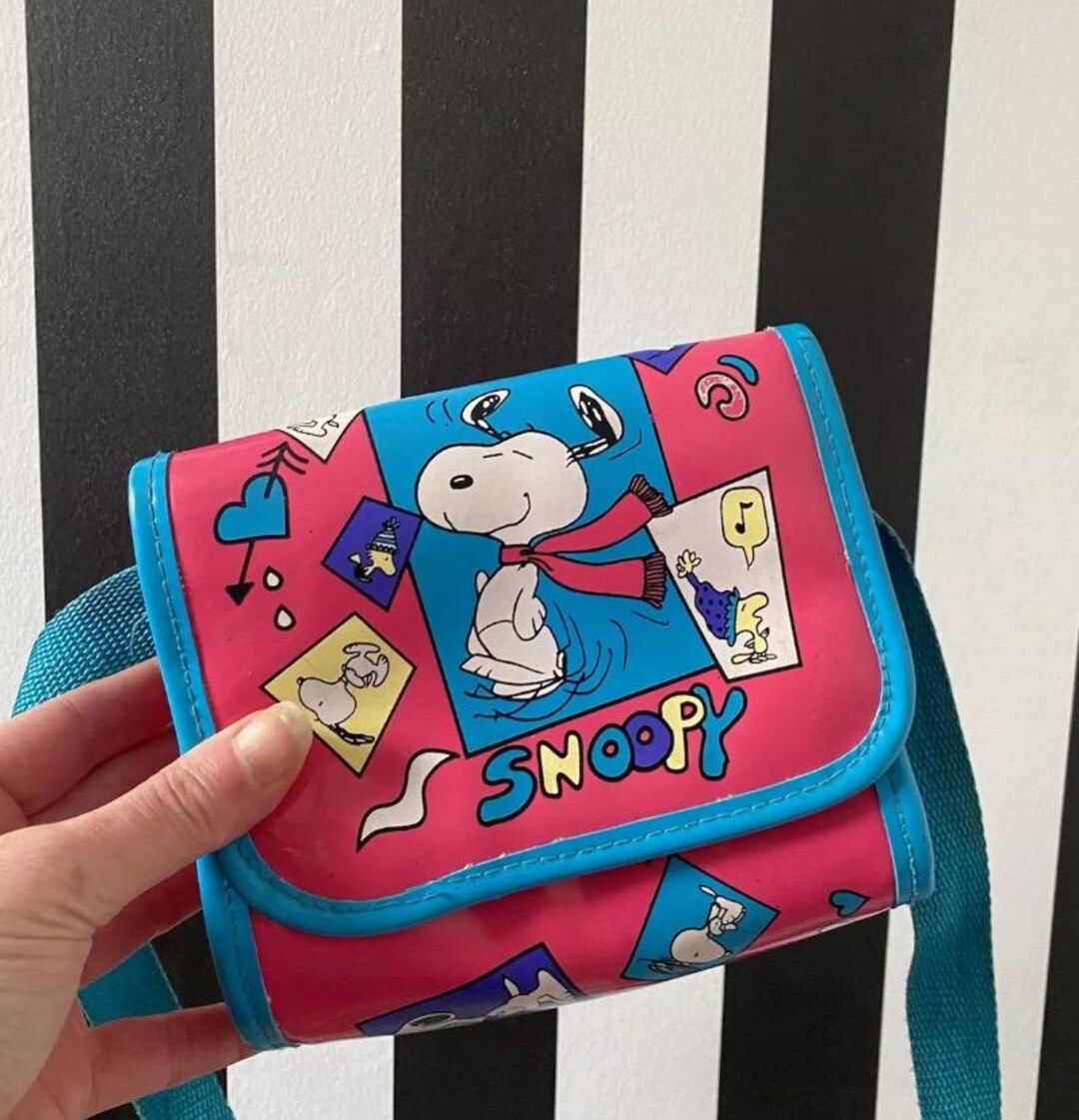 Rare 80s Vintage Colour Block Snoopy Peanuts Shoulder Travel Bag Retro ...
