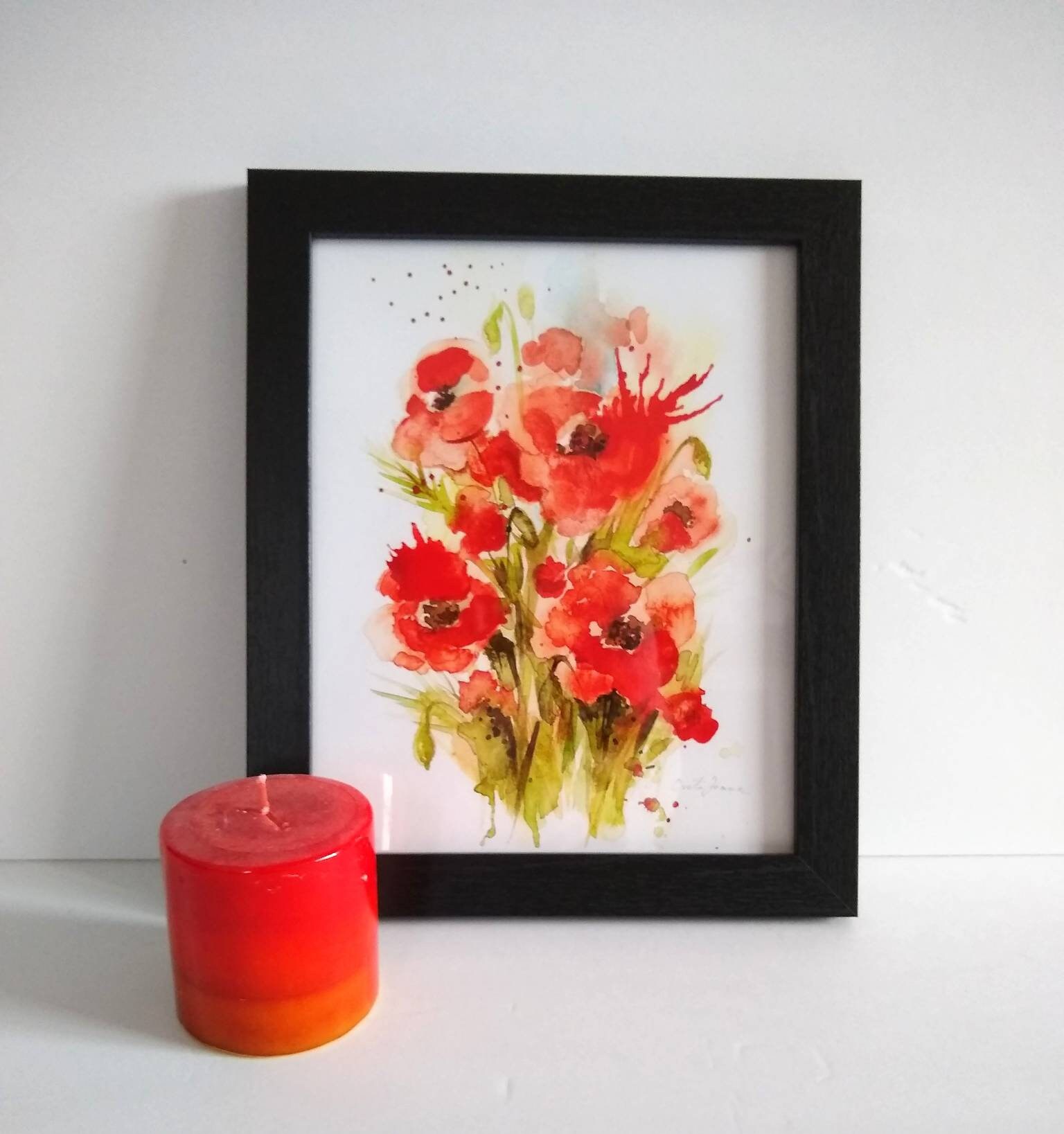 Poppy Painting Poppy Print Poppy Flower Watercolor Art Red - Etsy