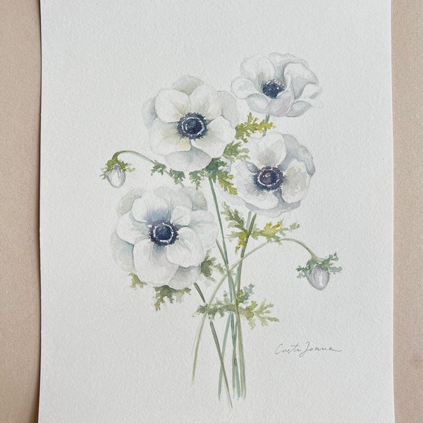 Watercolor Anemone - Etsy