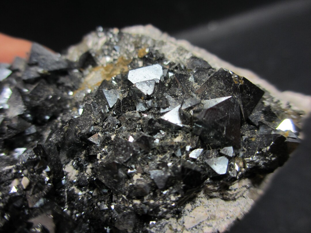 Fine Pocket of Octahedral Magnetite Crystals, Sparkling Black ...