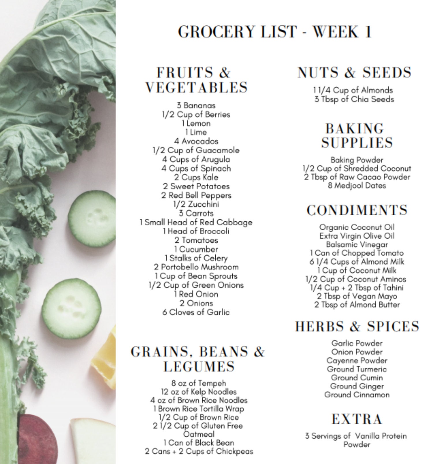 4 Week Vegetarian Meal Plan With Grocery List - Etsy Canada