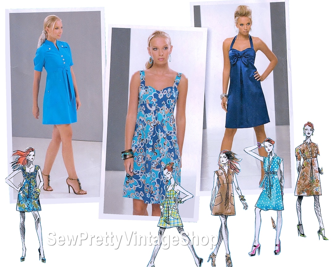 Simplicity 2694 Trendy Dresses: Stylish Empire Waist Sleeveless, Halter ...