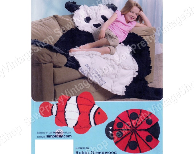 Simplicity 3955 Kids Animal Rag Quilt Throws: Soft Flannel Panda Bear ...