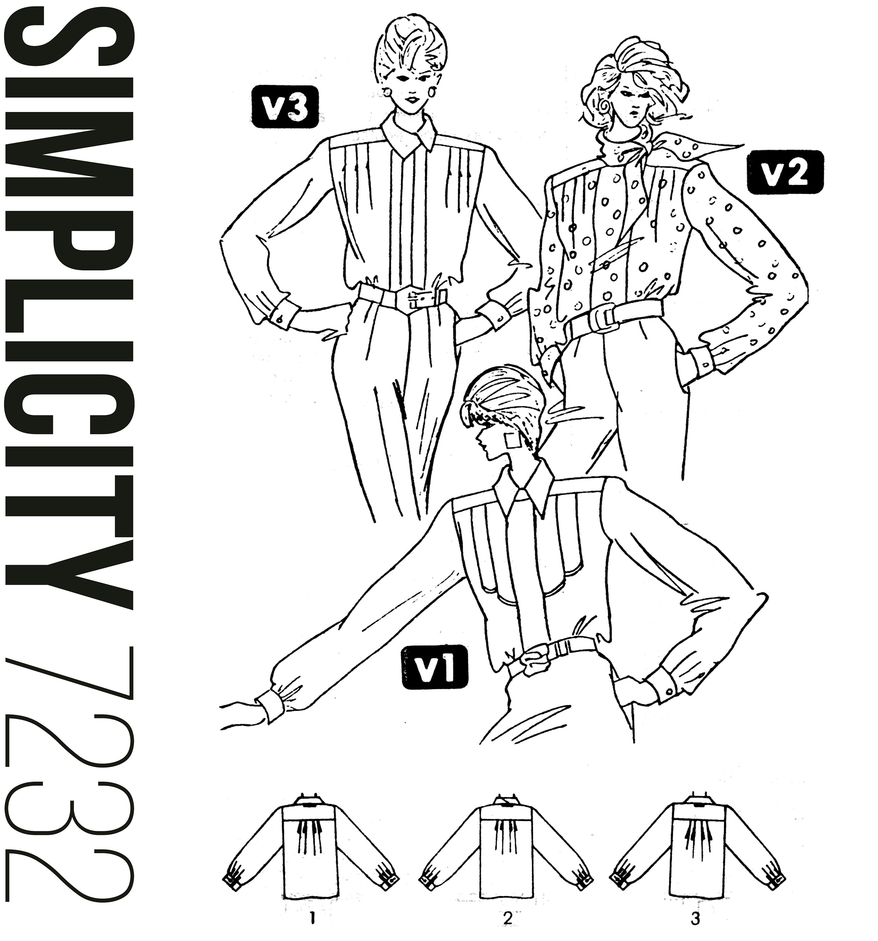 Simplicity 7232 80s Modest Blouses: High Neck Pleated Collared - Etsy