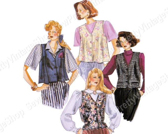 Mccalls 0021 80s Modest Vests: Easy Sewing Pattern for Unlined Button ...