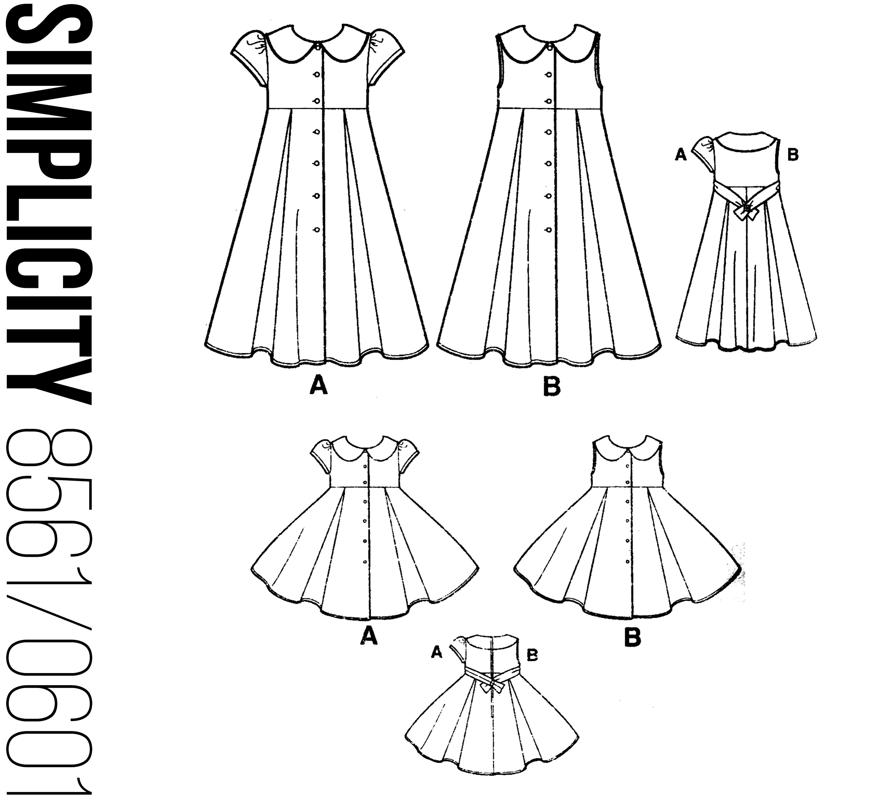 Simplicity 0601 90s Girls & 18 Dolls Dresses: Empire - Etsy