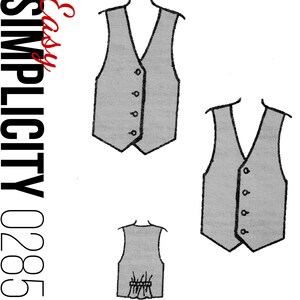 Simplicity 9285 90s Mens & Womens Vests: Button up Weskit Vest With ...