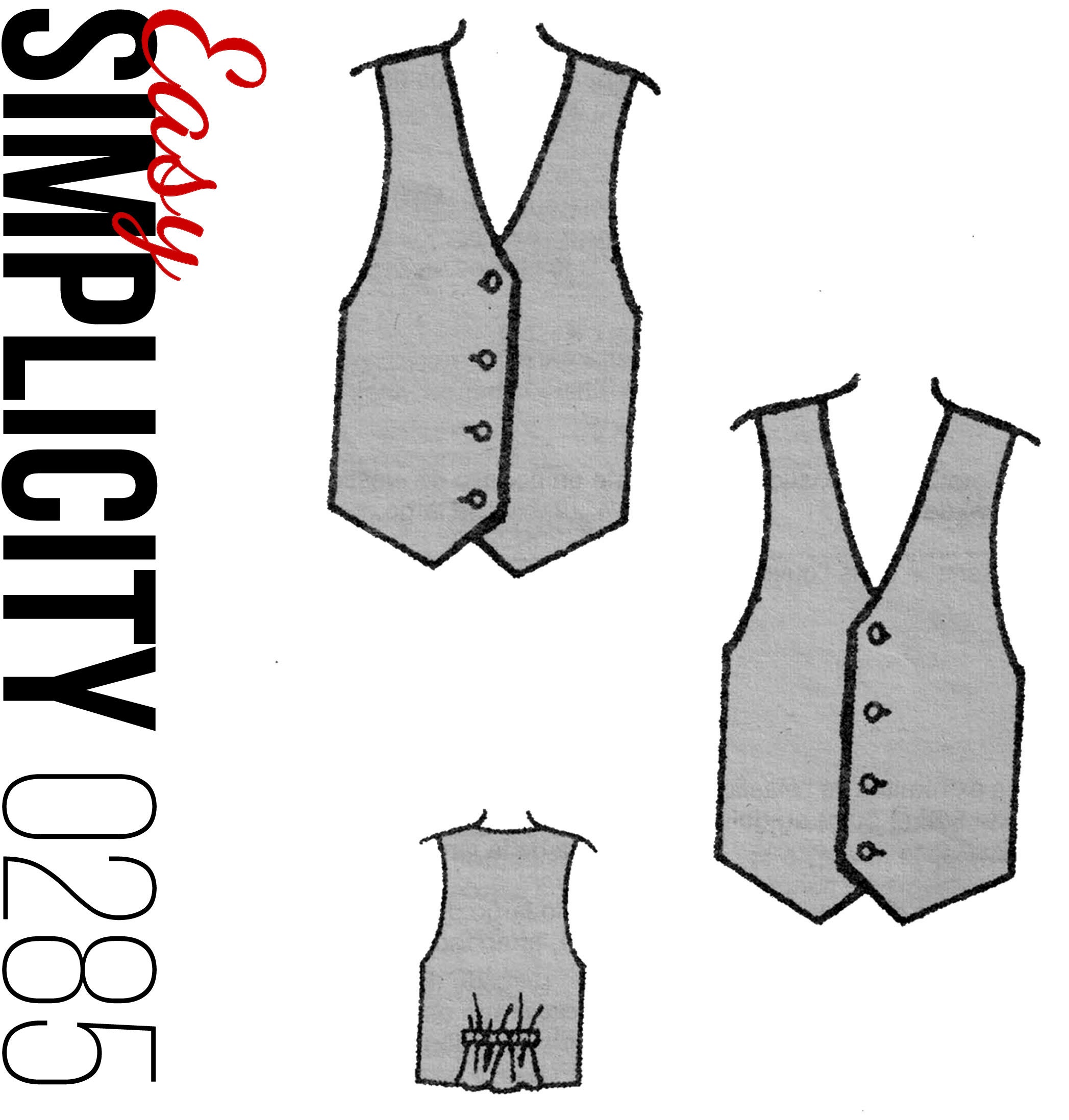 Simplicity 9285 90s Mens & Womens Vests: Button up Weskit Vest - Etsy