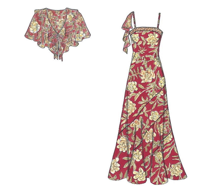 New Look 6531 Floor Length Bias Dress: Elegant Strappy - Etsy