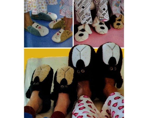 McCall's 3471 Adults & Kids Animal Slippers: cat dog | Etsy