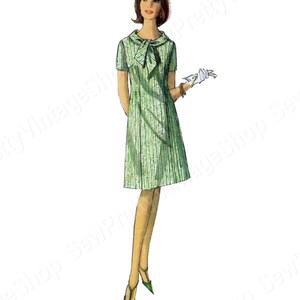 Simplicity 9104 60s Modest Dresses: Semi-fitted Collared Neck Knee ...