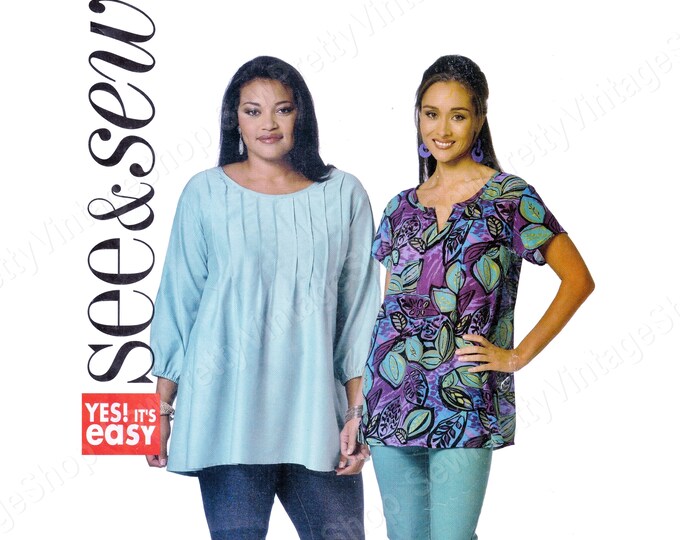 Butterick 6117 Easy-to-sew Tunics: Loose Fitting Short or Elbow Sleeve ...