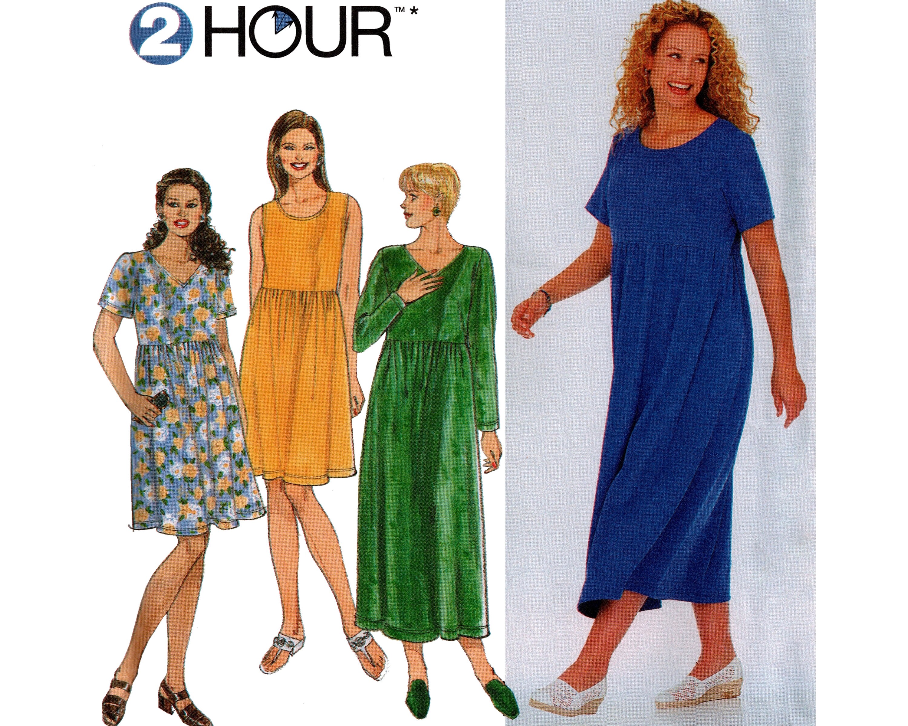 Simplicity 8191 90s Summer Dresses: empire waist maxi or knee | Etsy