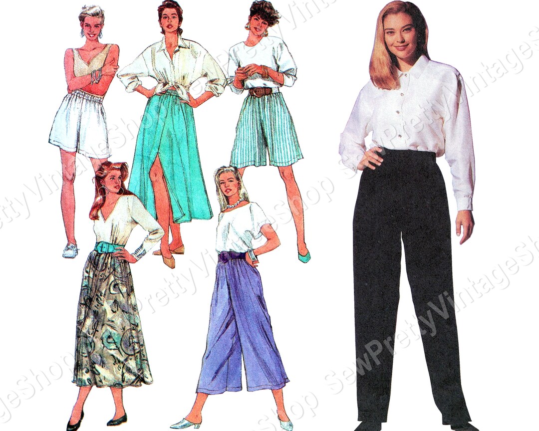Simplicity 8189 90s Bottoms: Modest Elastic Waist Culottes, Gauchos ...