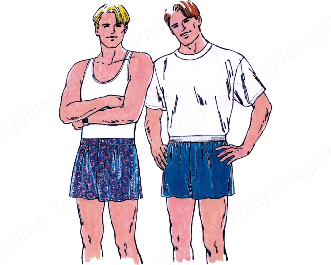 Kwik Sew 2020 90s Mens Boxers: Easy-to-sew Fly Front Boxer Shorts Size ...
