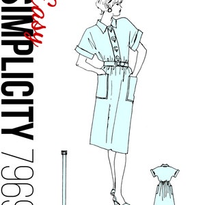 Simplicity 7969 80s Classic Summer Dress: Kimono Sleeve Belted Blouson ...