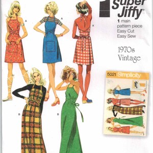 Simplicity 11755 70s Apron Wrap Dress: Easy to Sew Sundress, Jumper ...