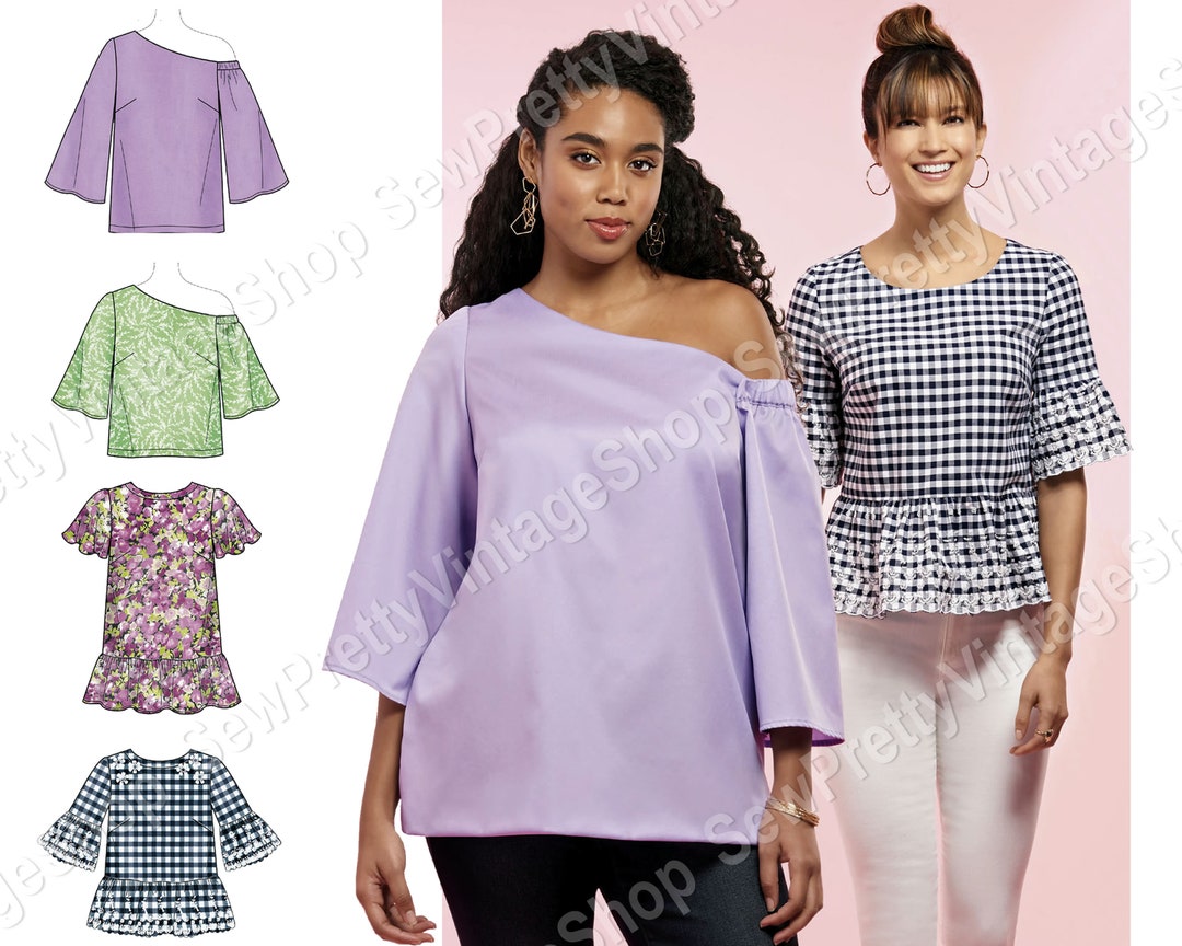 Simplicity 8647 Modest Summer Tops: One Shoulder, Flutter Sleeve ...