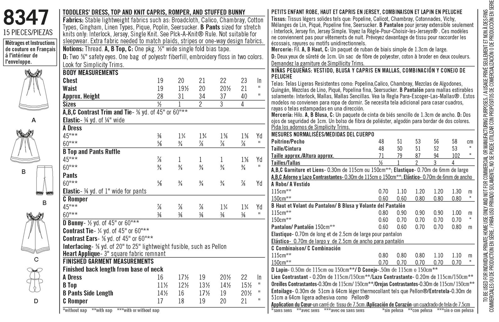 Simplicity 8347 Toddlers Cottagecore Outfits: Sleeveless - Etsy