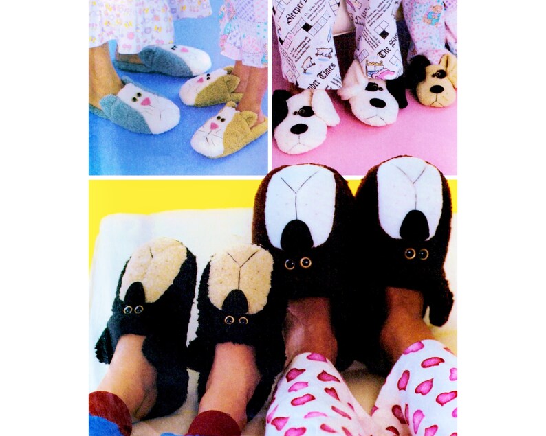 Mccall's 3471 Adults & Kids Animal Slippers: Cat Dog - Etsy