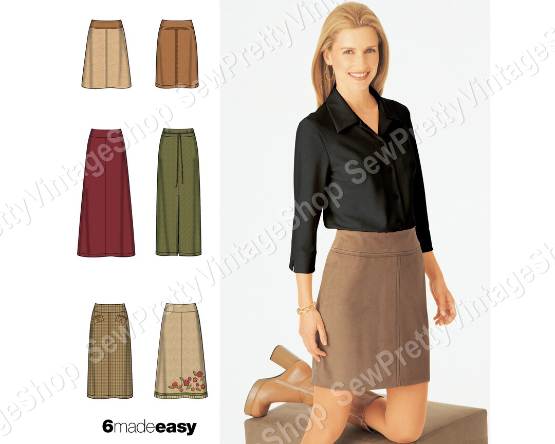 Simplicity 9825 Minimalist Skirts: Trendy Pencil or Aline Maxi, Midi ...