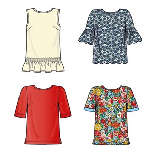 New Look 6434 Modest Summer Tops: Pretty High Neck Pullover W/optional ...