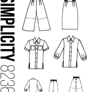 Simplicity 8236 90s Womens Summer Clothes: Short Pencil Skirt, Shirt ...