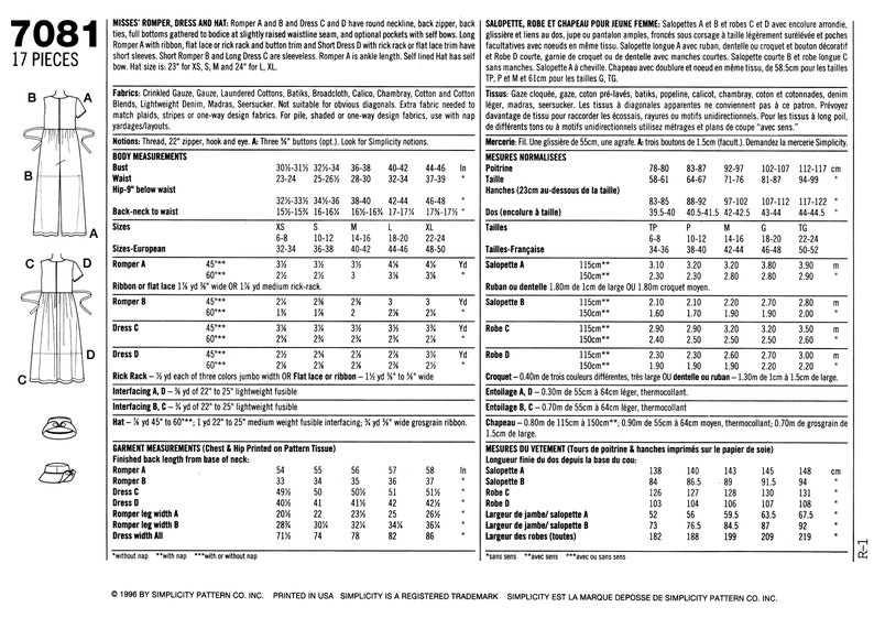 Simplicity 7081 90s Summer Clothes: Modest High Neck Romper - Etsy