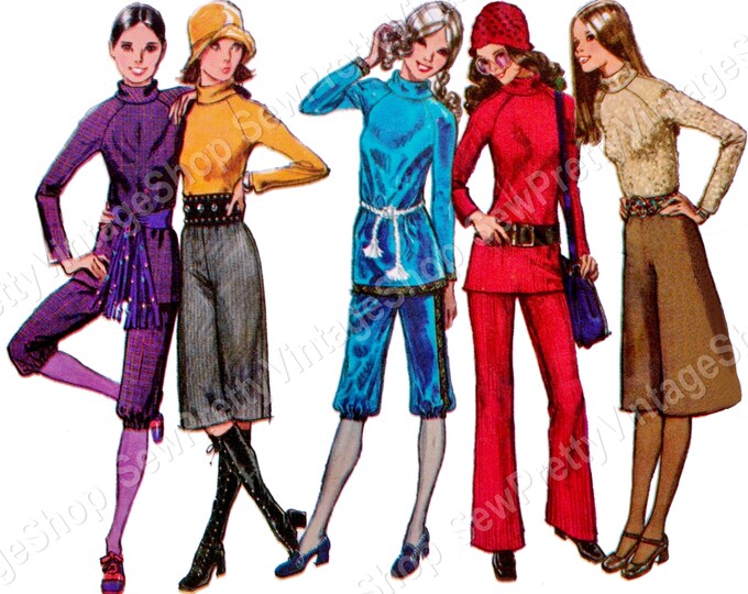 Simplicity 9556 70s Capsule Wardrobe: Flared Pants, Gauchos, Knickers ...