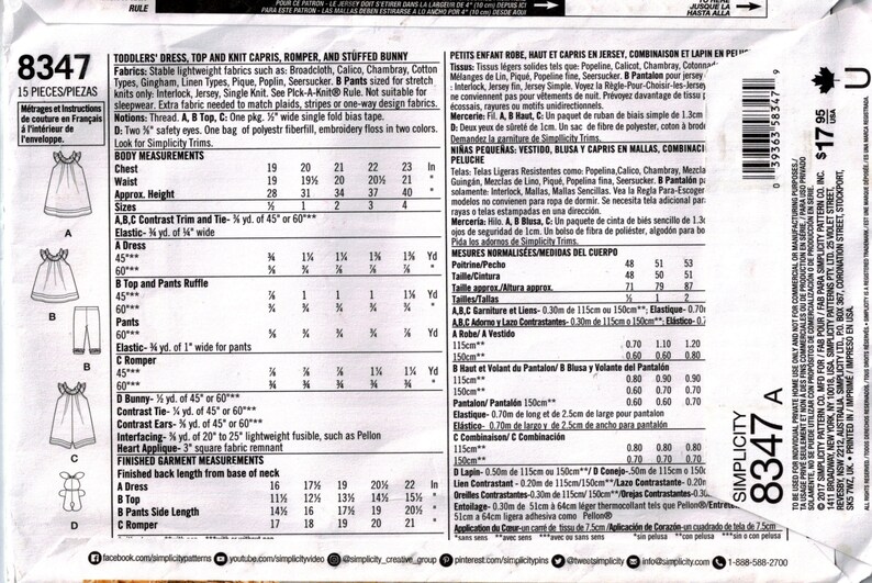 Simplicity 8347 Toddlers Cottagecore Outfits: Sleeveless - Etsy