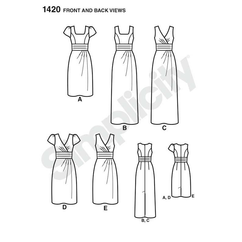 Simplicity 1420 Summer Party Dresses: empire waist wrap vneck | Etsy