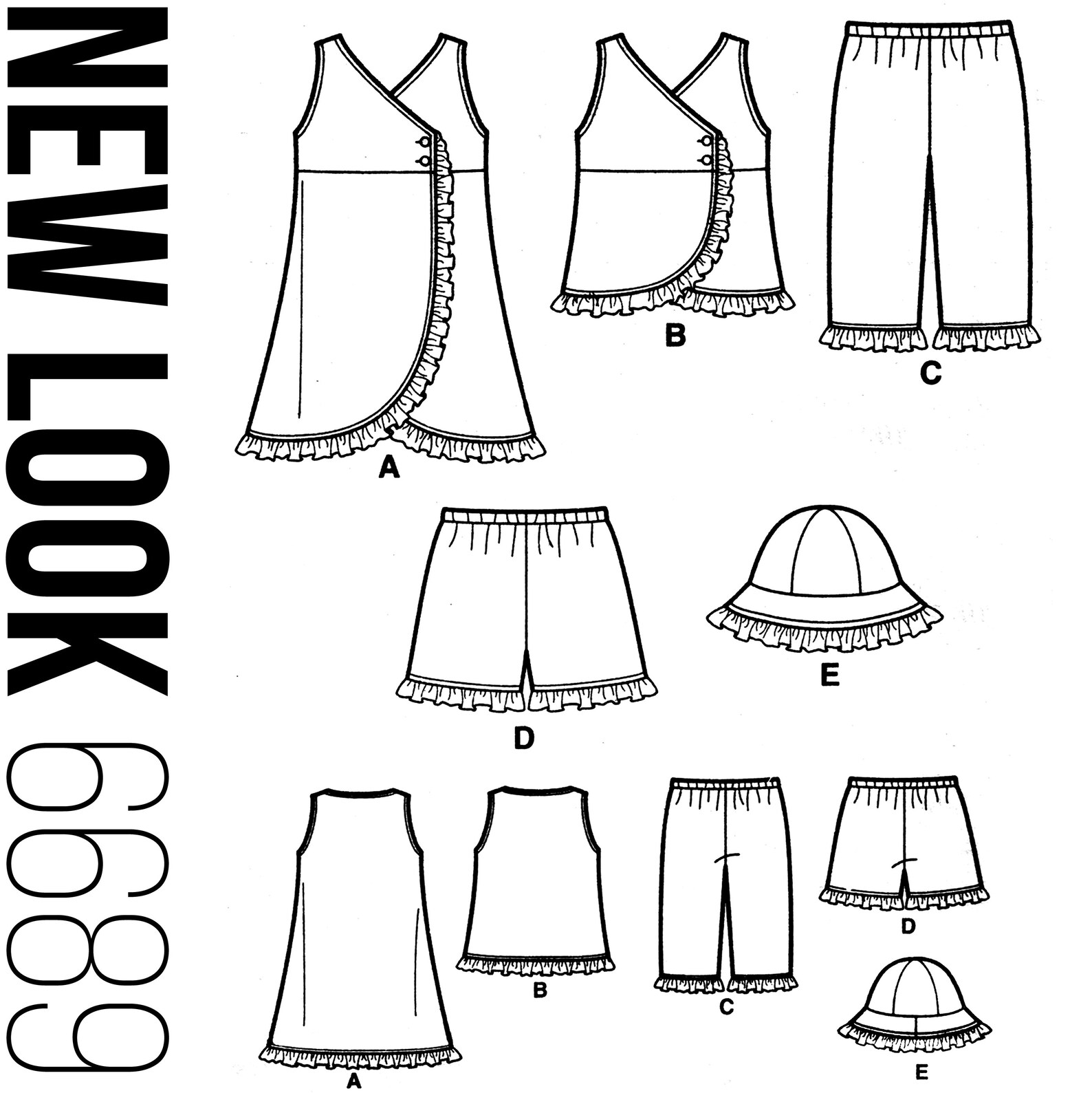 New Look 6689 Toddler Girls Summer Clothes: Sleeveless Ruffle - Etsy