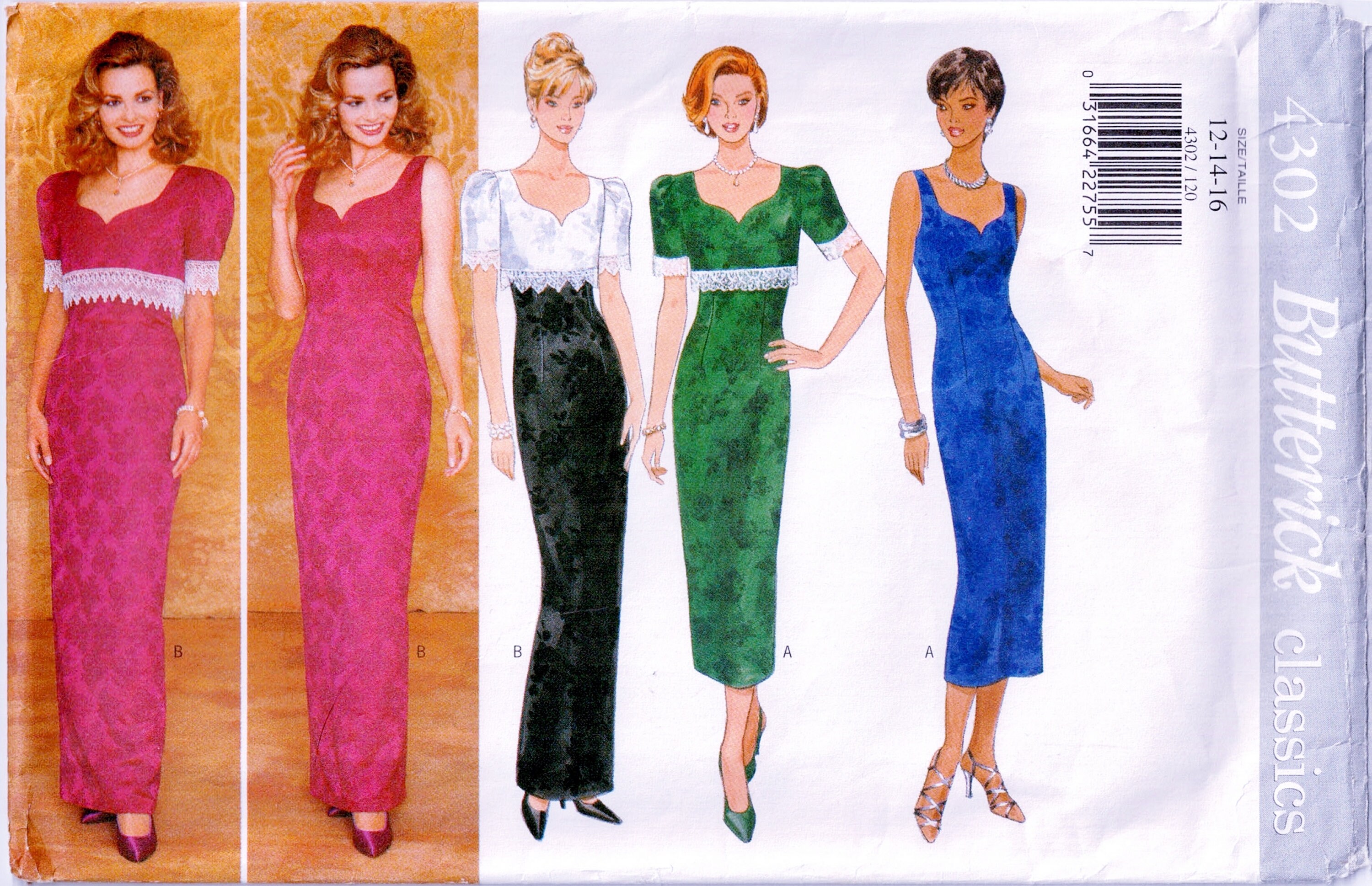Butterick 4302 90s Fitted Evening Gown: Sleeveless Sweetheart - Etsy