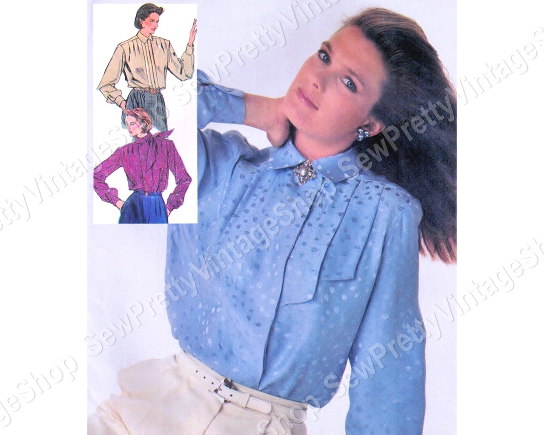 Simplicity 7232 80s Modest Blouses: High Neck Pleated Collared Jabot or ...